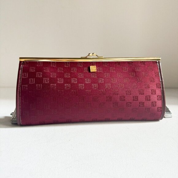 Pierre Balmain | Bags | Vintage Pierre Balmain Burgundy Fabric Monogram ...